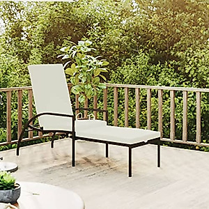 QZZCED Sun Lounger with Footrest PE Rattan Black,Outdoor Lounger,Outdoor Lounge Chair,Patio Lounger,Lounge Reclinerfor Garden, Balcony, Poolside
