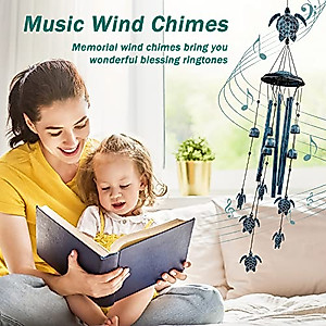 LESES Wind Chimes Sea Turtle Wind Chime for Outside with 4 Aluminum Tubes, Windchimes Outdoors Clearance Home Garden Patio Decor Memorial Wind Chimes for Mom Grandma Unique Birthday Festival Gifts