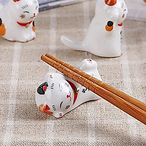 Cat Chopsticks Rest Dinner Spoon Stand Knife Fork Holder, Delightful Cat Shaped Chopsticks Holder, Ceramic Pattern Chopsticks Rest Rack Spoon Fork Knife Holder Rack Practice Furnishing Articles