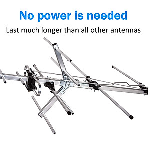 Five Star TV Antenna Indoor/Outdoor Yagi Satellite HD Antenna with up to 200 Mile Range - Attic or Roof Mount TV Antenna, Digital OTA Radio/FM Antenna for 4K 1080P with Mounting Pole