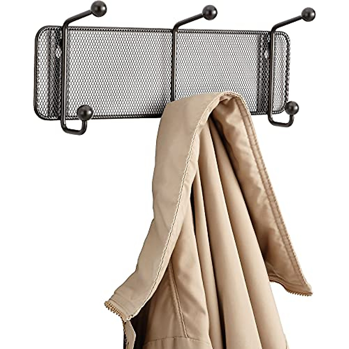 SAF6402BL - Safco Onyx Mesh Sturdy 3-Hook Garment Wall Rack