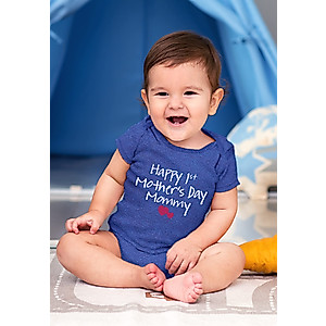 Comfiv first mothers day baby boy girl outfit happy 1st mother's day mommy bodysuit gifts (Purple, 0-3 Months)