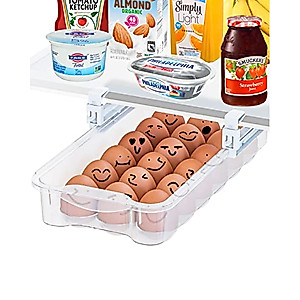 Skywin Refrigerator Egg Drawer - Snap-on Egg Holder for Refrigerator Organizes and Protects Eggs - Adjustable and Space Saving Egg Storage Container For Refrigerator