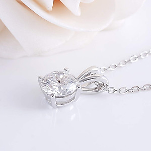 DovEggs 14K White Gold Moissanite Necklace Pendant for Women 2CTW 8mm GH Color Moissanite Lab Grown Pendant Necklace with S925 Sterling Silver Chain for Women
