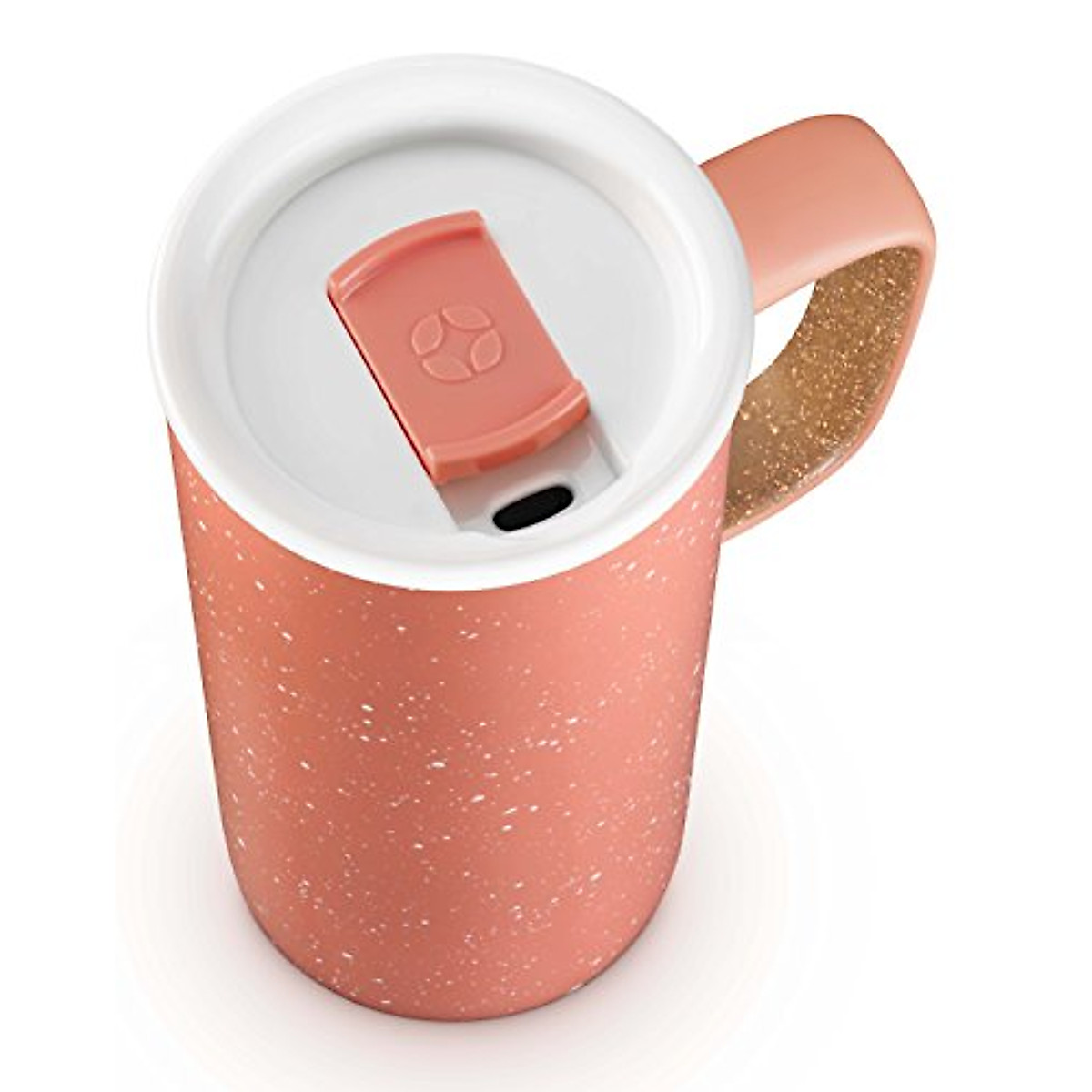 Ello Campy Vacuum Insulated Travel Mug with Leak-Proof Slider Lid and Comfy Carry Handle, Perfect for Coffee or Tea, BPA Free, Georgia Peach, 18oz