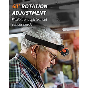 Anylight Rechargeable LED Headlamp with Stepless Dimming and Motion Sensor, IP65 Waterproof Headlight for Repairing, Running, Camping, Hiking(2 Packs)