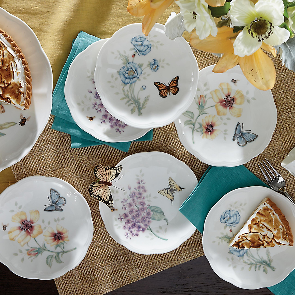 Lenox 817046 Butterfly Meadow 6-Piece Tidbit Plate Set