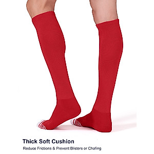 FITRELL 2 Pack Baseball Soccer Softball Socks for Kids Youth Men & Women Over-the-Calf Knee High Football Socks, nfl, Red, X-Small