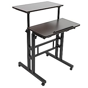 Home Office Desks PC Table Removable Adjustable Laptop Desk Foldable Learning Writing Desk with Double Desktop Home Office Workstation with Wheels Bedside Table Sofa Table Writing Work Desk ( Color :