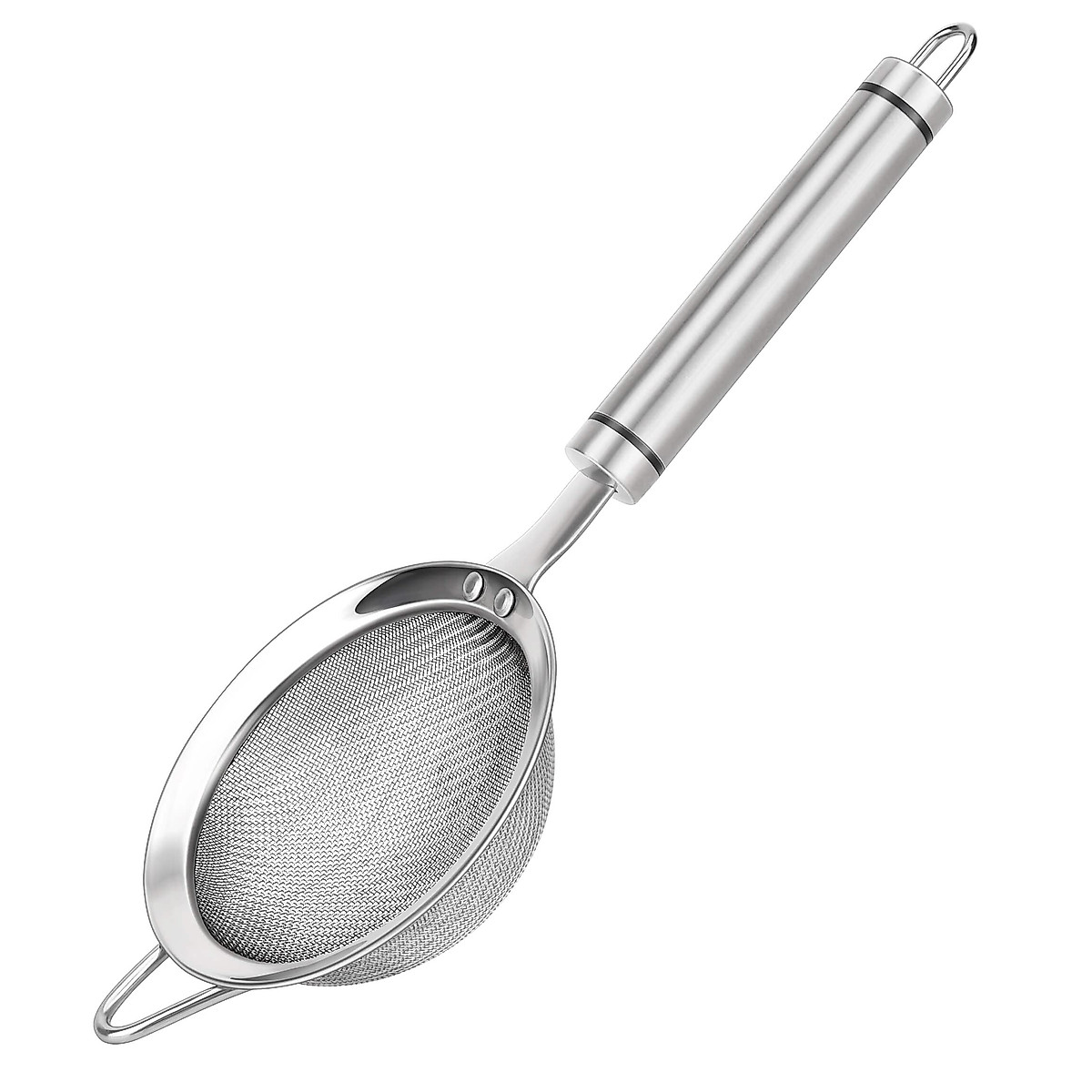 AOWOTO 3.35inch 304 Stainless Steel Fine Mesh Strainers for Kitchen, Colander-Skimmer with Handle, Metal Sieve Sifters for Food, Rice, Oil, Noodles, Fruits, Vegetable, Tea Strainer