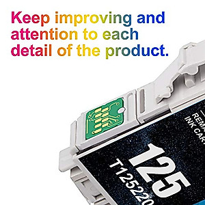 Uniwork Remanufactured Ink Cartridge Replacement for Epson 125 T125 use for NX125 NX127 NX130 NX230 NX420 NX530 NX625 Workforce 320 323 325 520 Printer Tray (2 Black, 1 Cyan, 1 Magenta, 1 Yellow)