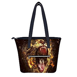 Lion King of Beasts Women's Tote Bag PU Leather Shoulder Bag Handbags Purse For Work Shopping Travel