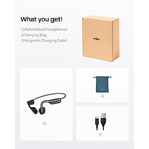 SHOKZ OpenMove - Open-Ear Bluetooth Sport Headphones - Bone Conduction Wireless Earphones - Sweatproof for Running and Workouts, with Sticker Pack (Grey) (Renewed)