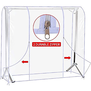 71" L Clear Garment Rack Cover, Clothing Rack Covers, Adult Kids Clothes Protector with 2 Durable Zipper,Waterproof Wardrobe Cover, Dustproof Hanging Clothes Rack Cover, Foldable(L:71x20x52 inch)