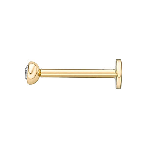 Lavari Jewelers 16 Gauge Micro Labret Stud for Men or Women - 14k Yellow Gold with Cubic Zirconia - 16G Internally Threaded Bezel - 3 mm Unisex Hypoallergenic Body Piercing Jewelry