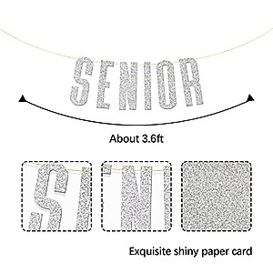 Silver Glitter Senior Banner Congrats Grad High School College Graduation Party Decorations