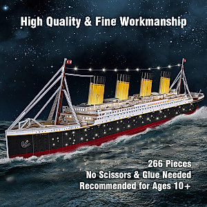 CubicFun 3D Puzzles for Adults - LED Titanic 35'' Large Ship - New Home Desk Decor - House Warming, Wedding, Anniversary, Valentines Day Teacher Gifts for Him Her Stocking Stuffers for Adults