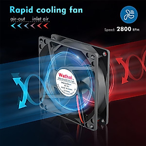 Wathai 80mm 24V DC Cooling Fan 2Pin 24Volt 80mm x 25mm Brushless 3 Inch Fan High Speed for DIY Ventilation Exhaust Projects Cooling 2 Pack