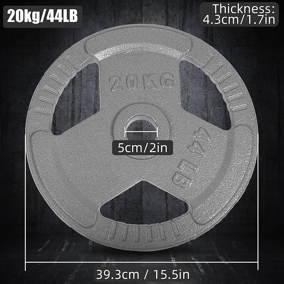 Olympic Weight Plate Set - Single Pair & Set 2 Inch Athletic Rubber Grip Barbell Plates Barbell Weight Set for Strength Training Weightlifting Weight Loss Home Gym (44LB Single)