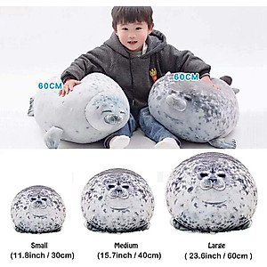 Baboies Plush Seal Pillow, Chubby Blob Seal Pillow Cute Seal Plush Toy Cotton Stuffed Animals (Grey Seals, Small)