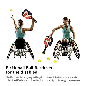 COBIKU Pickleball Ball Retriever Picker Upper, Fits All Standard Pickleball Paddles, Easily Pickup Pickleballs Without Beding Over - Black, 4Pack
