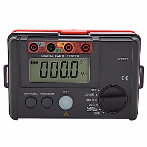 Resistance Meter, UT521 Digital Earth Tester Earth Ground Insulation Resistance Meter Ohmmet LCD Backlit Data Logging with Handbag