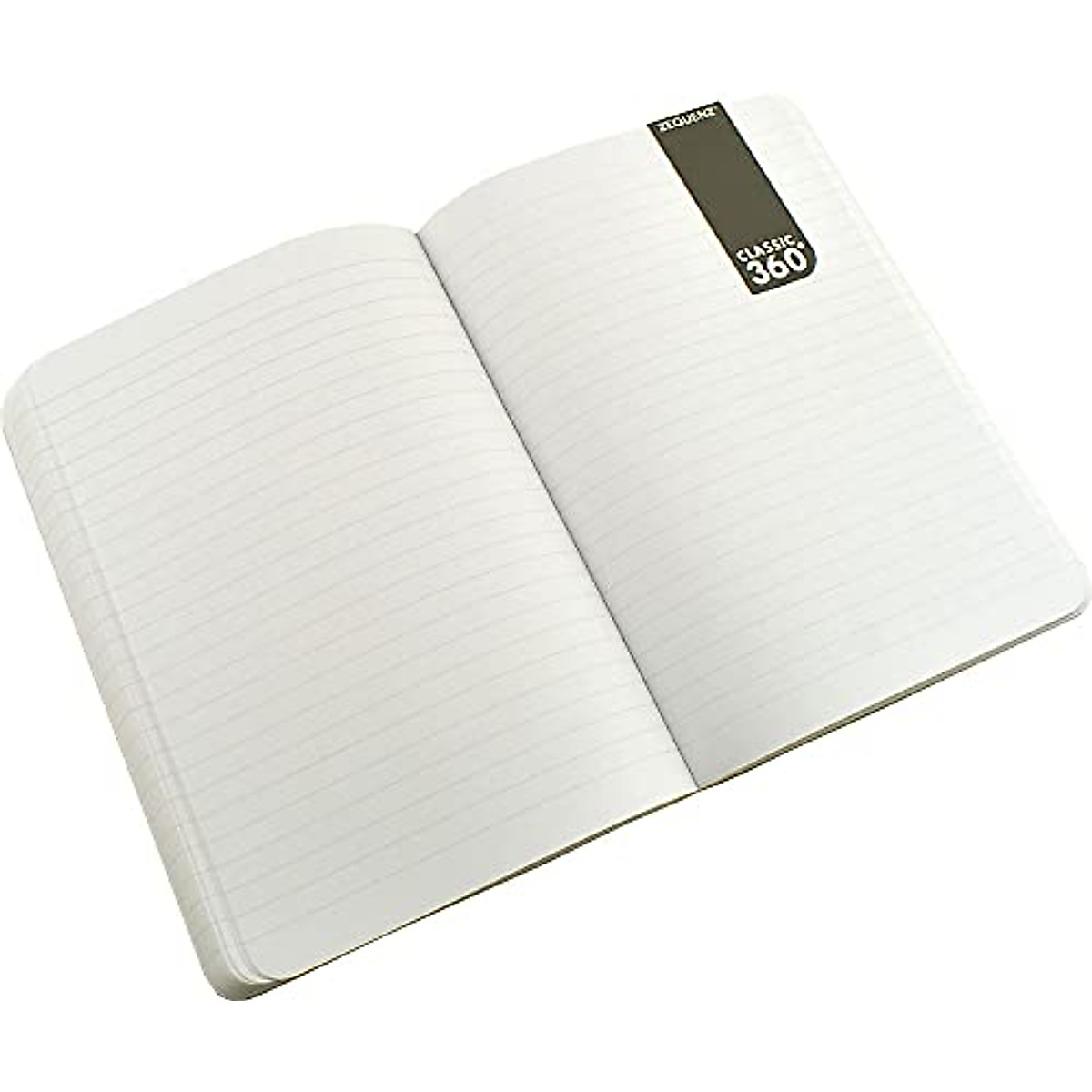 Zequenz Classic 360 Soft Cover Notebook, Soft Bound Journal, Large, Black, 5.75" x 8.25", 200 Sheets / 400 Pages, Ruled, Lined Premium Paper