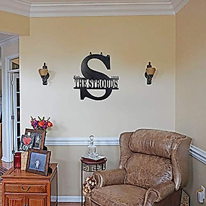 Personalized Last Name Sign - Custom Metal Name Sign - Split Letter Monogram Door Metal Hanger Wall Art - Indoor / Outdoor Wedding Gift ideas- 5 Sizes, 13 Colors Available - MADE IN THE USA