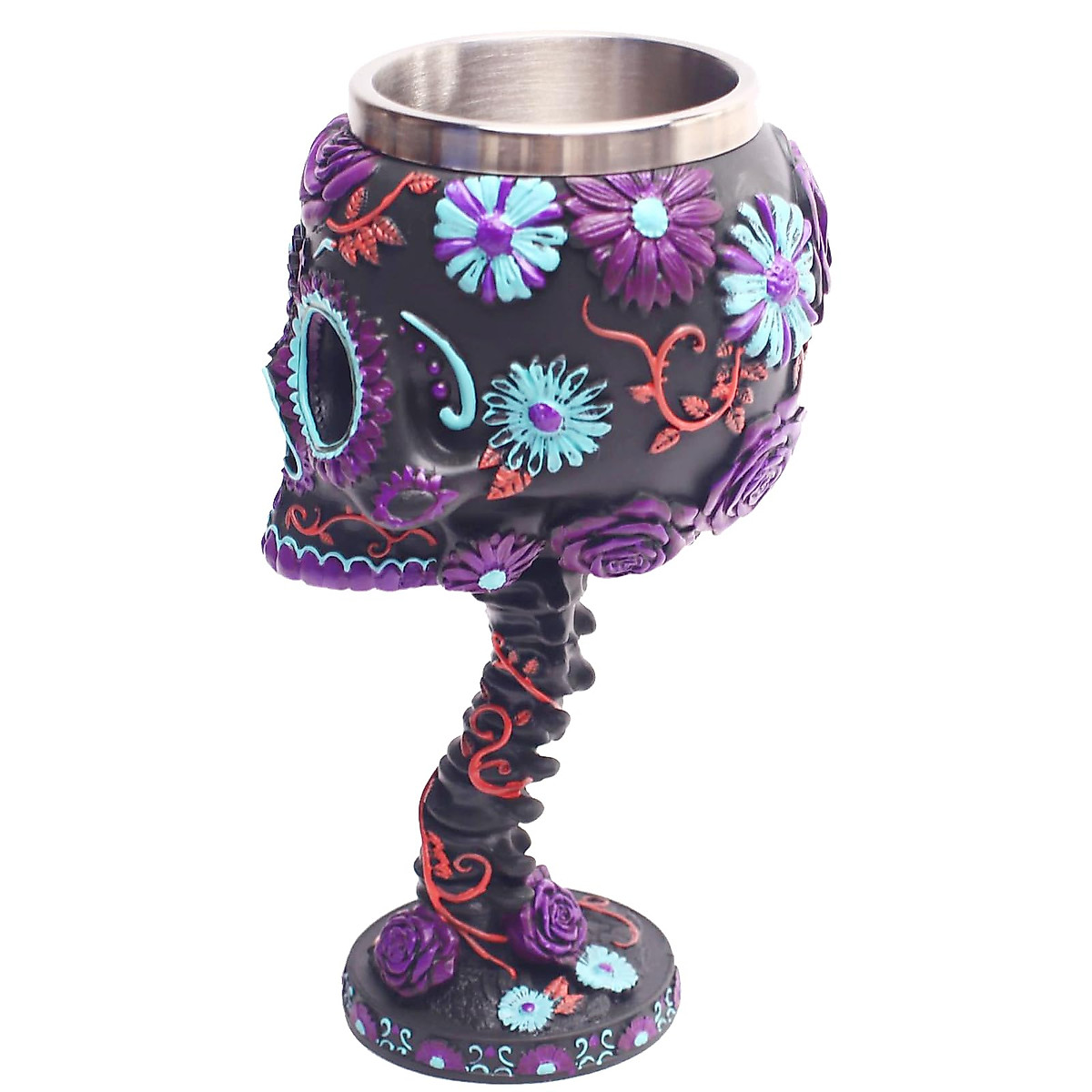 Novelty Skull Wine Goblet Gothic Ossuary Palm Skull Skeletal Bones Armor Wine Cup Resin Body Goblet Drinking Cup Party Drinkware Halloween Decor Accessories for Party (Skull Purple)