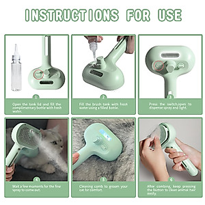 susu & wuwu Spray Cat Brush for Shedding - Water Brush for Cats and Dogs - Pet Hair Removal Comb - Steamy Cat Brush - Sky Blue