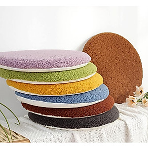 Happiness Decoration Bar Stool Cushion Round Memory Foam Seat Cushions Plush Non Slip Cushion Pads Cover Tatami Kitchen, Home, Office Chair Pads with Zipper Washable (14 inch, Light Brown)
