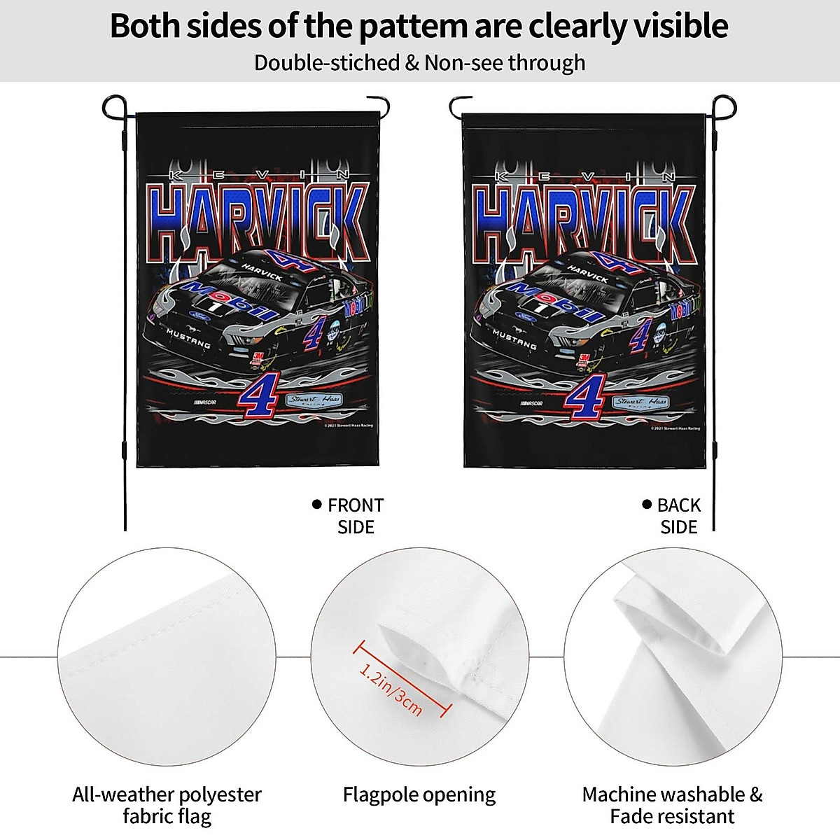 Kevin Harvick 4 Garden Flag Vertical Double-Sided Printing Decorative Flags Yard Banner Holiday Flag Party Outdoor Home Signs