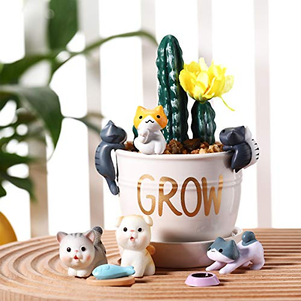 Jetec 19 Pieces Cute Miniature Garden Cats Landscape Lovely Mini Cats Figurines Fairy Garden Home Animals Kitten Adorable Mini Terrarium Figurine Ornament for Home Garden Decor Ornament Supplies