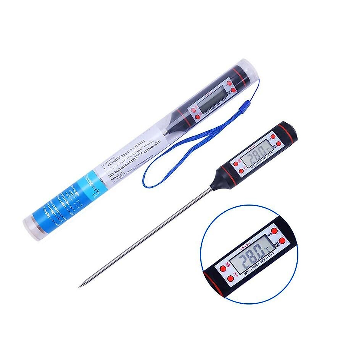 BBQ Thermometer. Digital Meat Thermometer for Cooking, Instant Read Meat Thermometer with Probe, Waterproof Digital Food Probe for Kitchen, Outdoor Grilling and BBQ! (Send Barbecue Tongs）