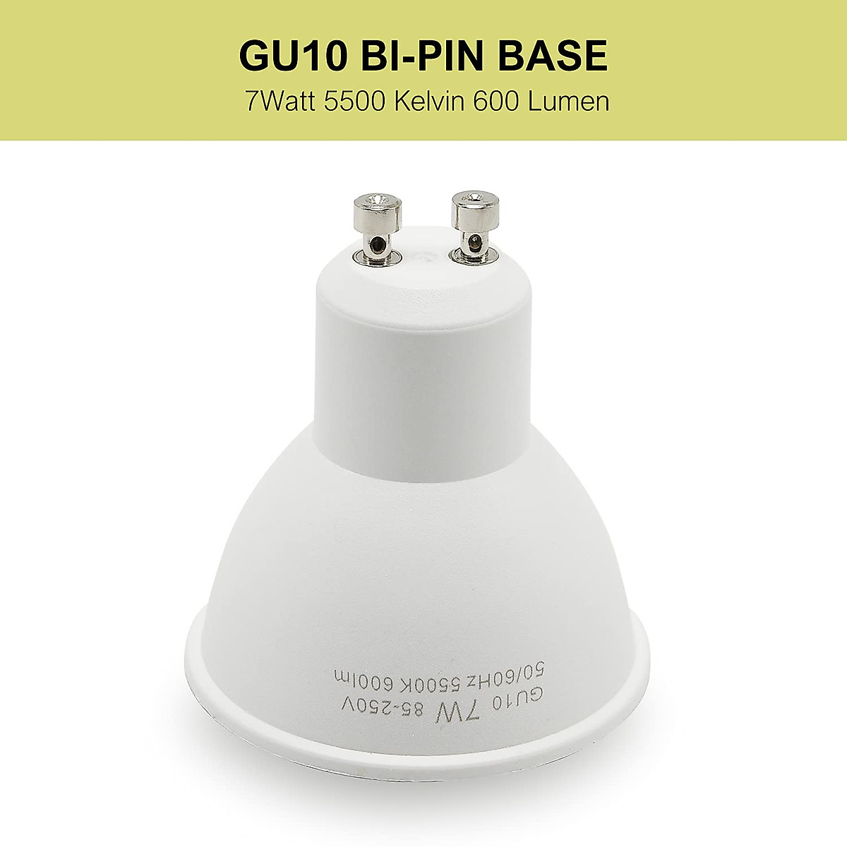 ETOPLIGHTING |4 Pack| LED 7 Watt 5500K GU10 Neutral White Shatterproof Indoor Power Saving Bright Light Bulb, APL2354