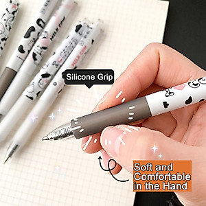 Cute Pens Kawaii 0.5mm Black Ink Gel Pens Fine Point Smooth Writing Ballpoint for Office School Supplies Nice Fun Gifts for Kids Girls Women Pens for Journaling，Pack of 6pcs (Little Milky Cow)