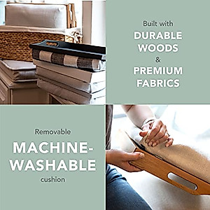Rossie Home Acacia Wood Bed Tray Lap Desk with Detachable Cushion, Serving Tray - Natural - Fits up to 15.6 Inch Laptops - Style No. 76106