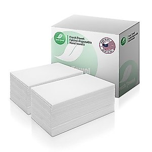Fresh Towel Folded Disposable Hand Towels for Bathroom | Single-Use Hand Paper Towels for Bathroom Guests, 1/6 Folded | Soft and Absorbent Disposable Napkins - 100 Count (2 Bags of 50 Cloths) Folded