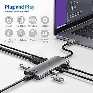 USB C Docking Station 10Gbps,USB 3.2 Gen 2 10Gbps Data Port,8 in 1 USB C Hub w/ 4K@60Hz HDMI,Gigabit Ethernet,PD 100W,USB-C 3.2 10Gbps Data,Dock for MacBook Pro/Air iPad Pro M2 M1,Surface Pro,XPS
