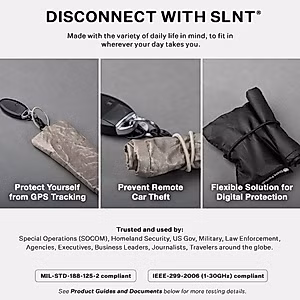 SLNT Flexible Key Fob Guard with Silent Pocket - Car Anti Theft Device Shields Against All Signal Types, Includes RFID, NFC Blocking & Faraday Bag - Fits Most Keyfobs, Portable & Attaches to Keychain
