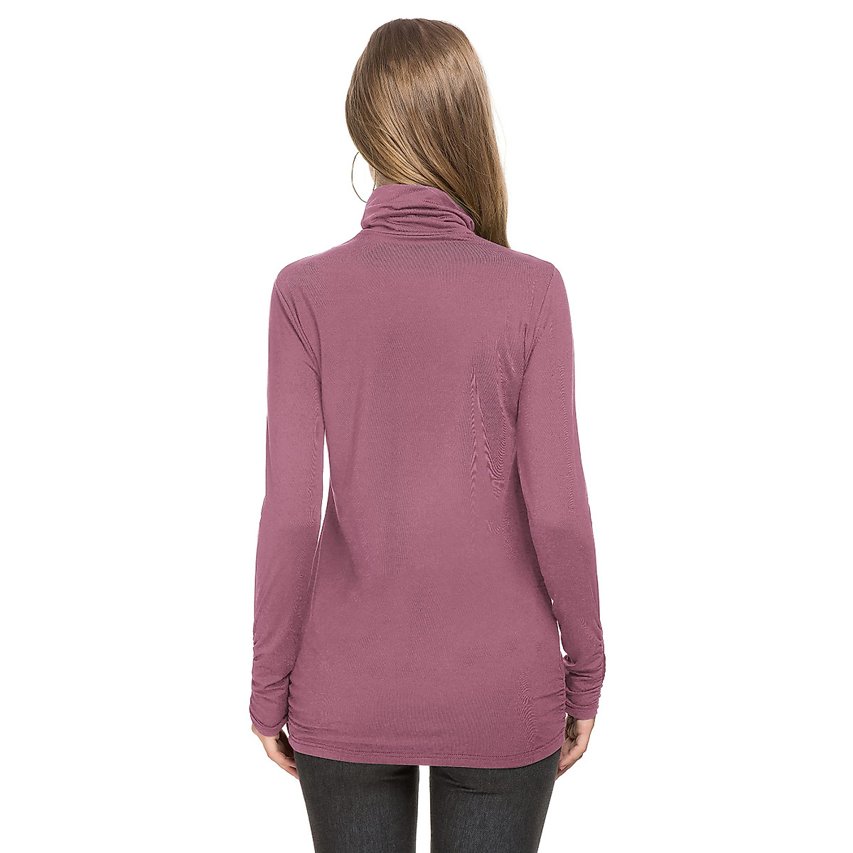 LE VONFORT Womens Turtleneck Long Sleeve Shirts Fleece Lined Lightweight Thermal Base Layer Light Purple Medium