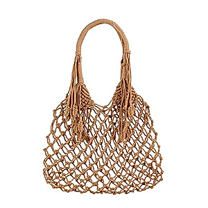 JBRUN Womens Hand-woven Straw Shoulder Bag Beach Bag Tote Braided Handbag Summer Hobo Bag Travel Bag (A)