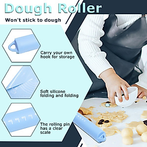 Rolling Pin Dough Roller Non Stick Silicone Baking Mat Set Rolling Pins for Baking Rodillo Para Masa for Making Dough,Pizza,Biscuit and Bread