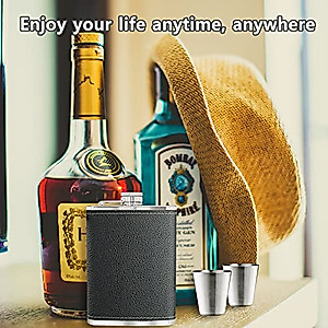 Hip Flask Gift Set, 8 oz Stainless Steel Flasks for Liquor for Men, Two Cups & Funnel, Whiskey Flasks for Men. An Unforgettable Gift for Weddings, Groomsmen Proposals Box, Best Man Gifts, and more…