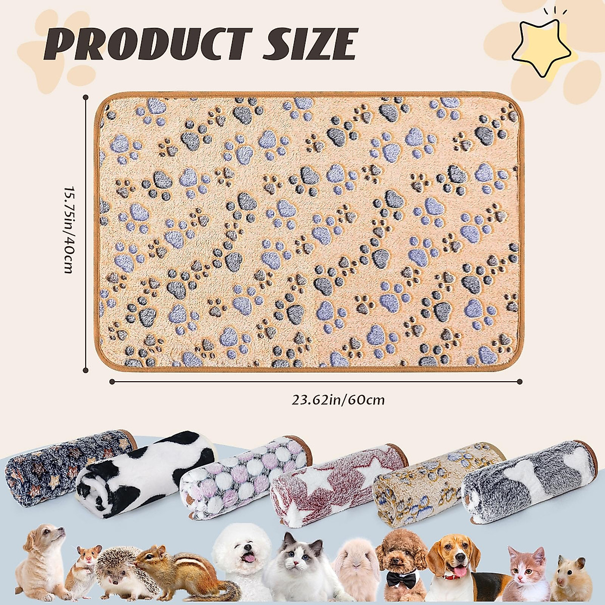 YedsIntu 6 Pcs Absorbent Guinea Pig Blankets Washable Small Animal Fleece Bedding Cage Liners Reusable Pet Pee Pad Sleep Mat Pad Cover for Hamster Ferret Rabbit Chinchilla Hedgehog (16"x24")