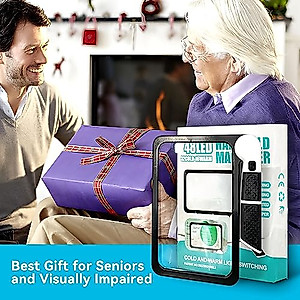 5X Magnifying Glass for Reading, Full-Page Large Rectangle Lighted Magnifier with Dimmable 48 LED Light, Folding Handheld Magnifiers Gifts for Macular Degeneration Seniors Reading Newspaper, Books