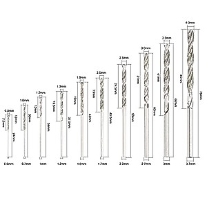 uxcell 0.8mm - 4.0mm Diamond Twist Drill Bit Set High Speed Steel for Glass Seashells Stone Tiles Set of 10pcs