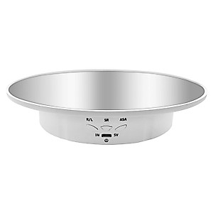 Motorized Rotating Display Stand,7.87inch /17.6LB Load, Mirror Covered 360 Degree Turntable Display Stand for Photography Products and Shows, Max Load 8KG/ 20CM Video Show (White)
