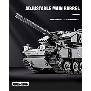 BOOLAKOS Leopard 2A7+ Tank Building Block, Military Army WW2 Tank Model Kit, Construction Set Gift Giving Toys for Teens and Adult (898 PCS)