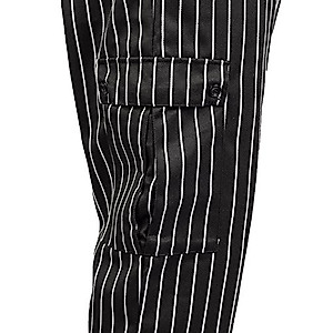 KNG Chalk Stripe Baggy Cargo Chef Pants for Men and Women – Drawstring Waist L